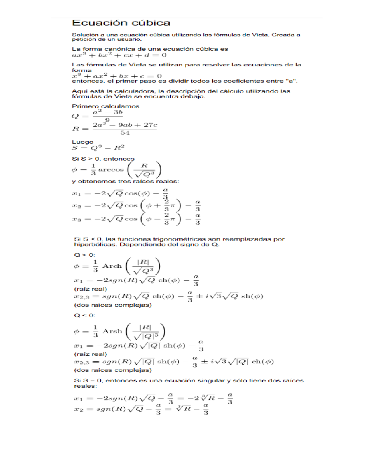 Formulas de vieta raices cubicas - Matemática 2 - Studocu