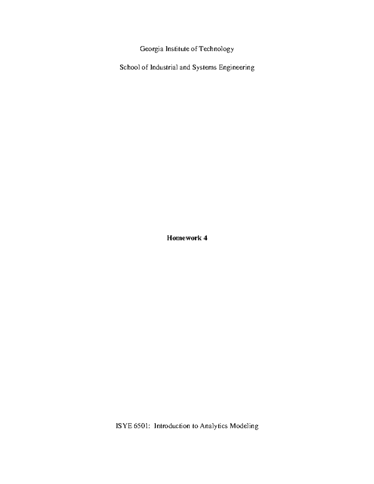 Homework 4 - HW 4 - Georgia Institute of Technology School of ...