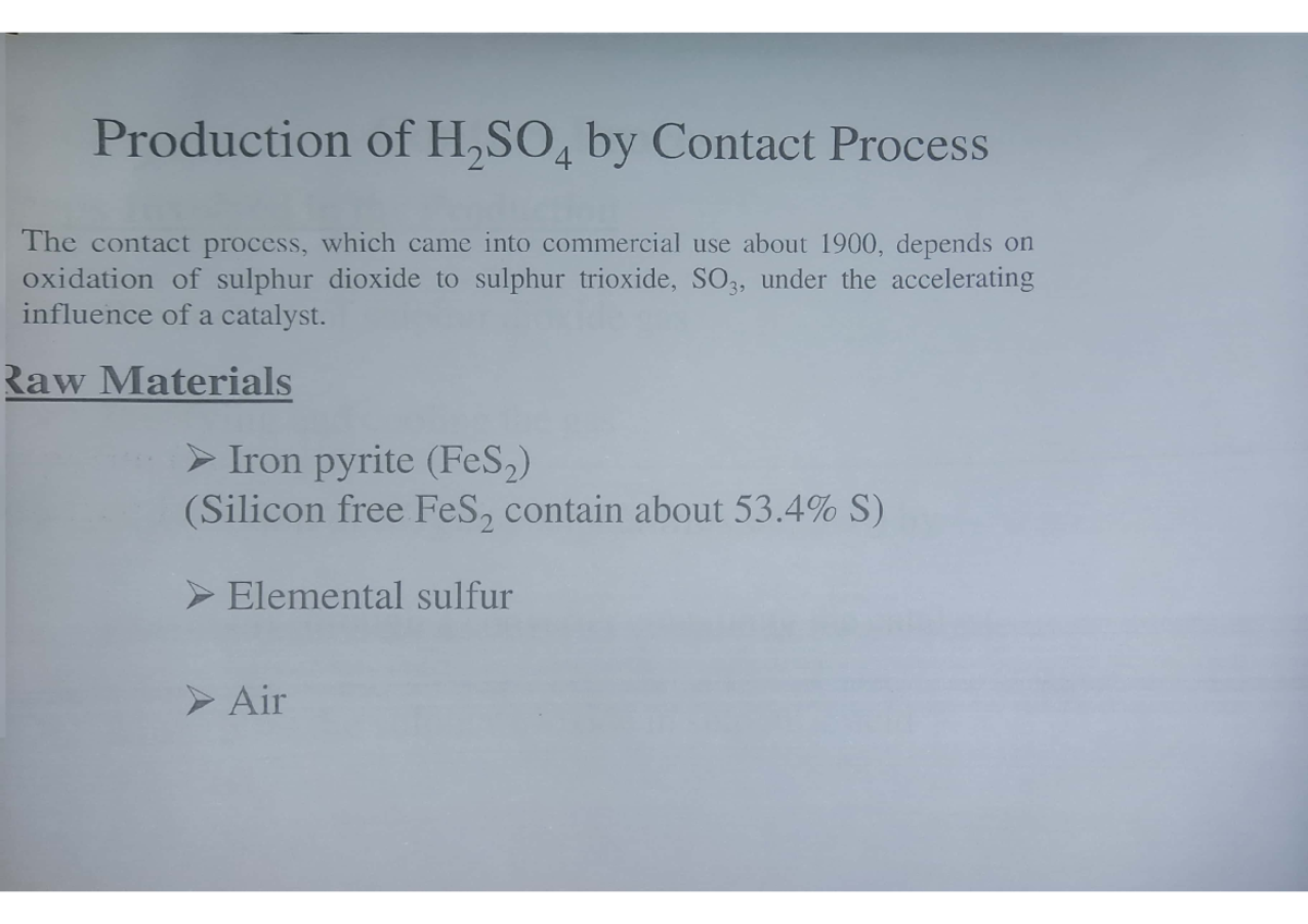 Contact process - Preparation of H2SO4 - Academic and technical writing ...