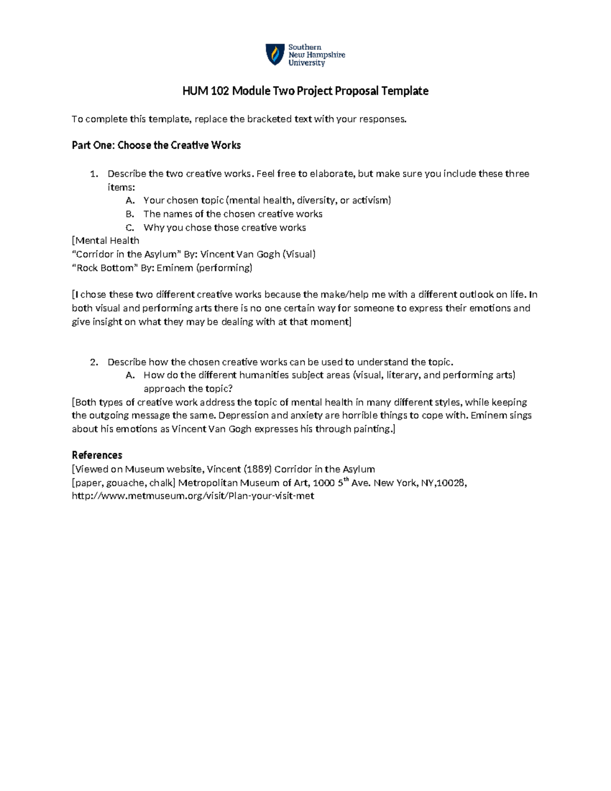 HUM 102 Module 2 Project Proposal rough draft - HUM 102 Module Two Project Proposal Template To ...