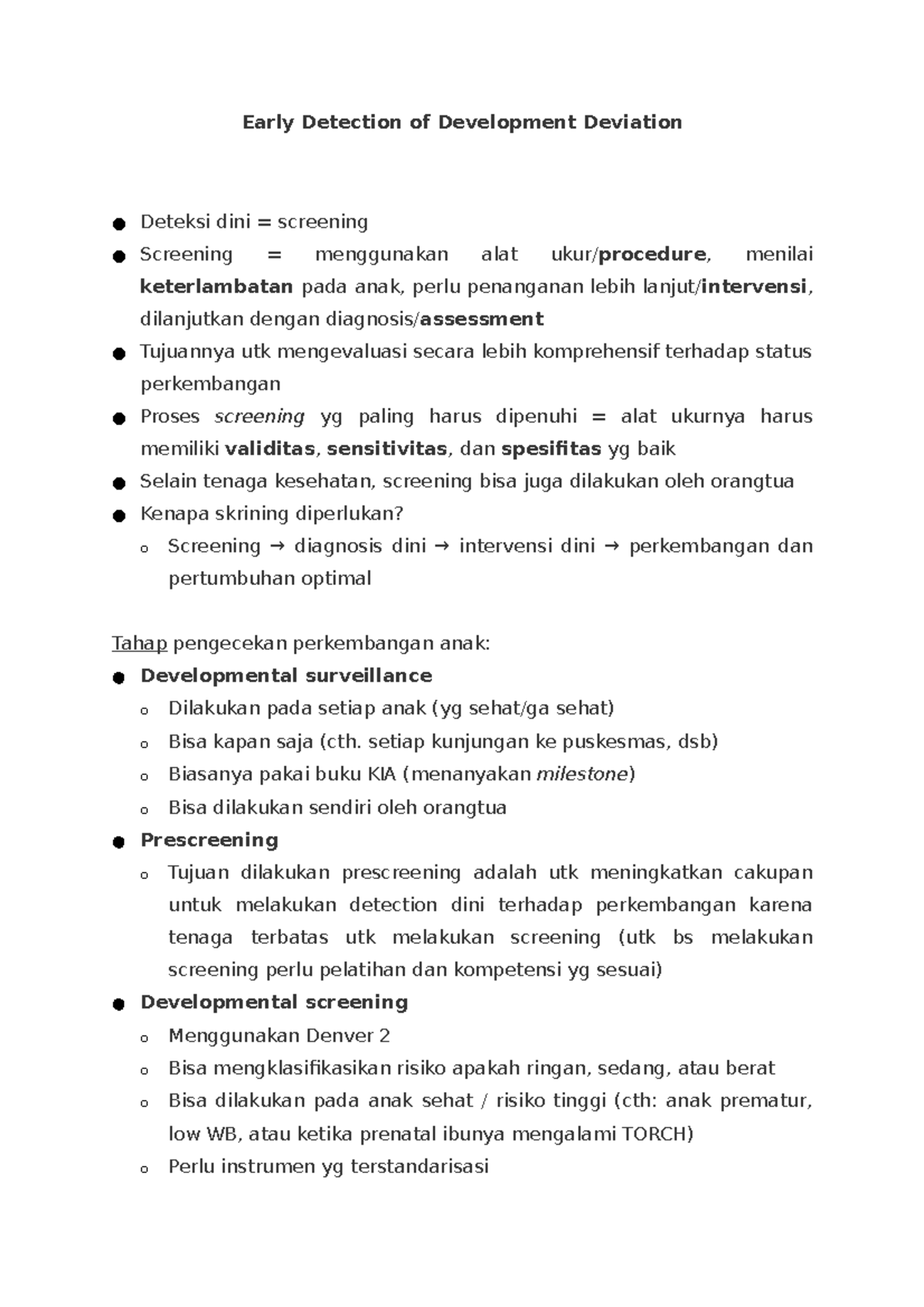 Early Detection of Developmental Deviation - setiap kunjungan ke ...