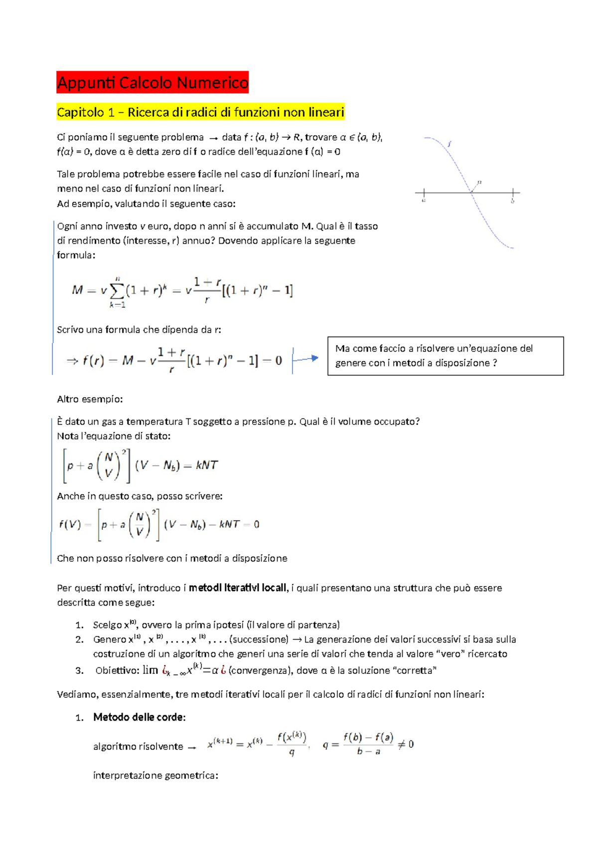Appunti completi Calcolo numerico - Appunti Calcolo Numerico Capitolo 1 ...