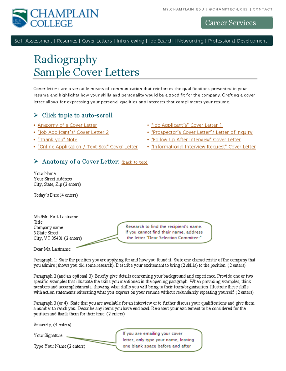 RAD Sample Cover Letters - Radiography Sample Cover Letters Cover ...
