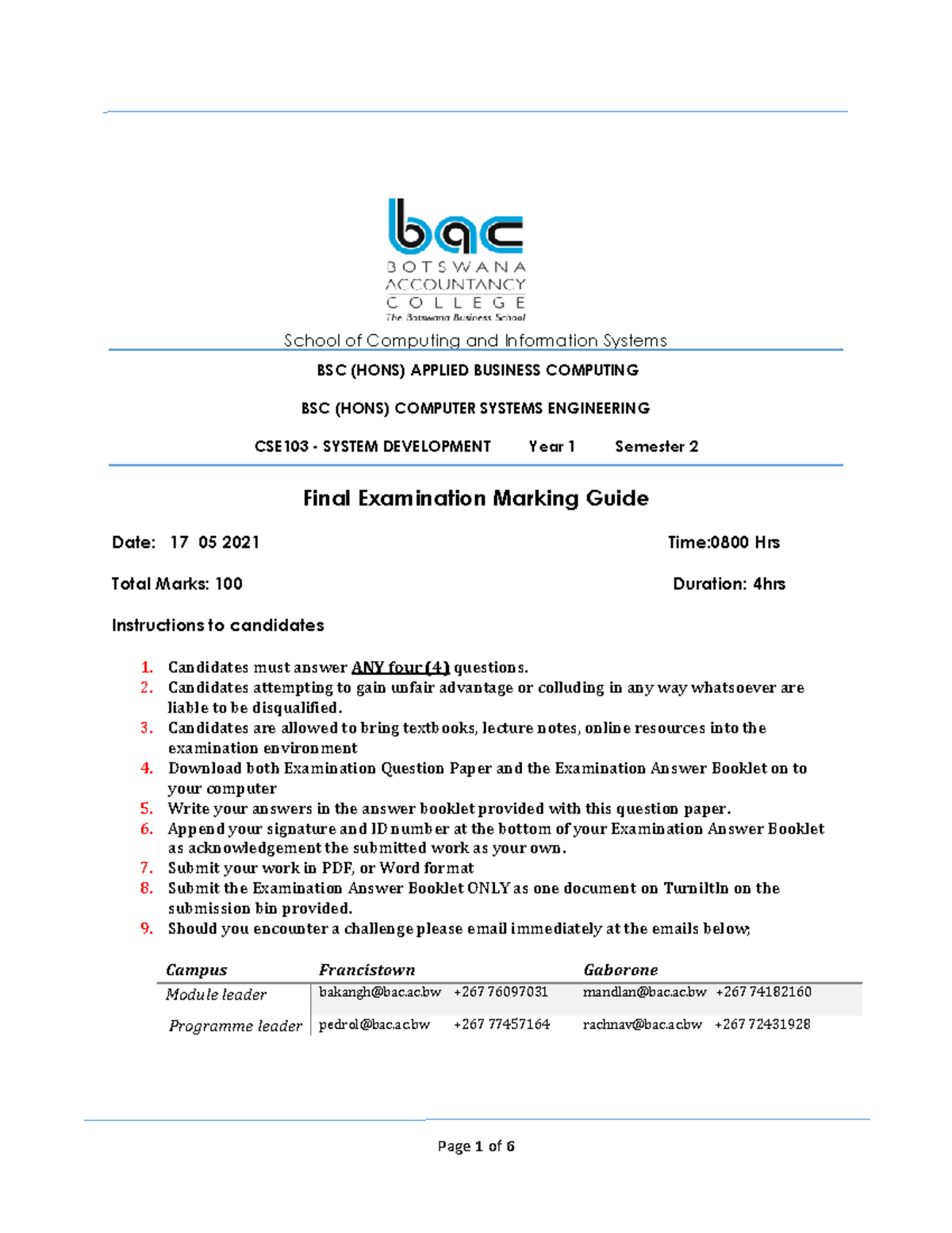 SD Final Exam 2021 - CSE103 - School of Computing and Information ...