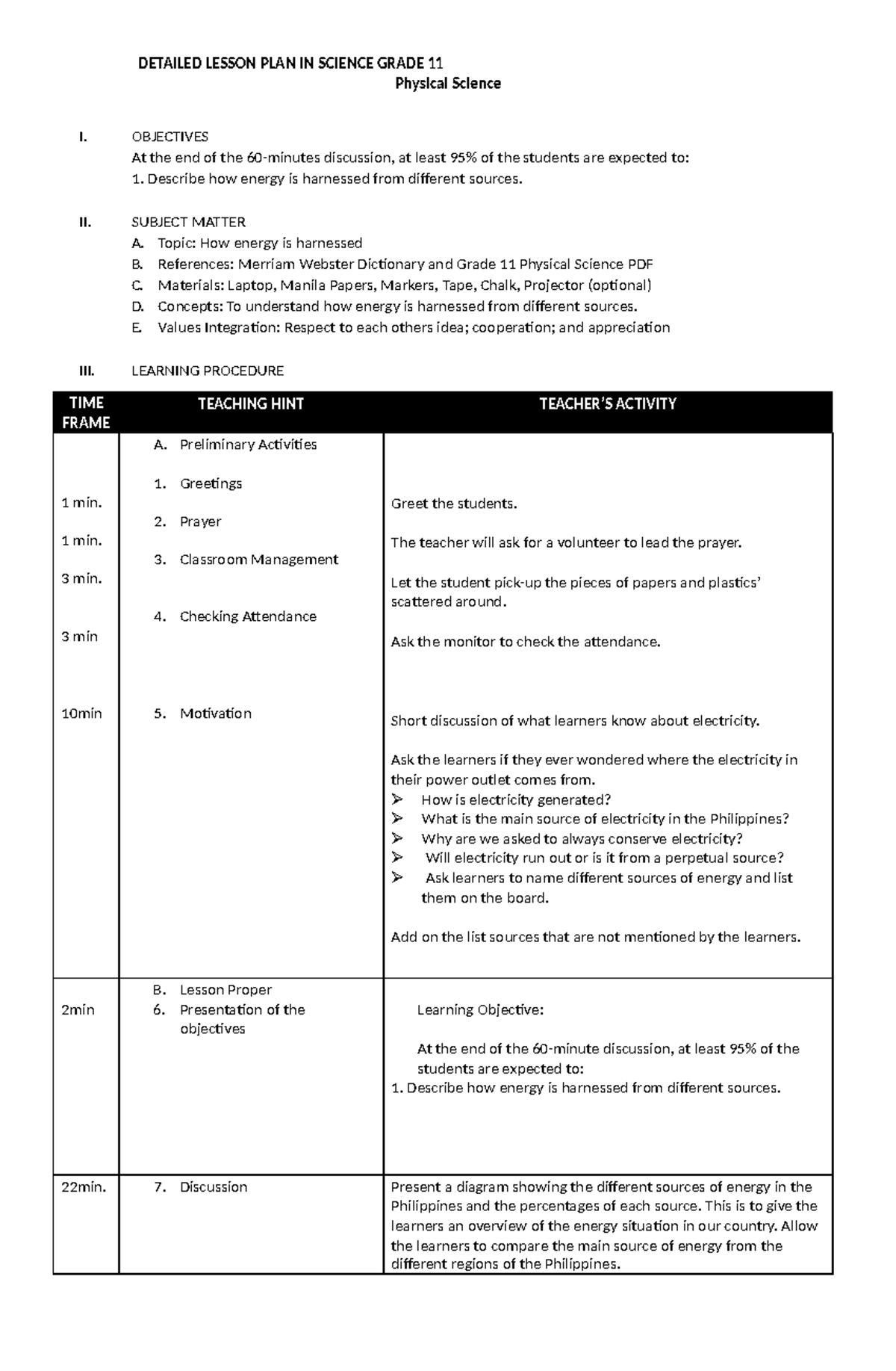 Pdfcoffee - reference material - DETAILED LESSON PLAN IN SCIENCE GRADE 11 Physical Science I ...