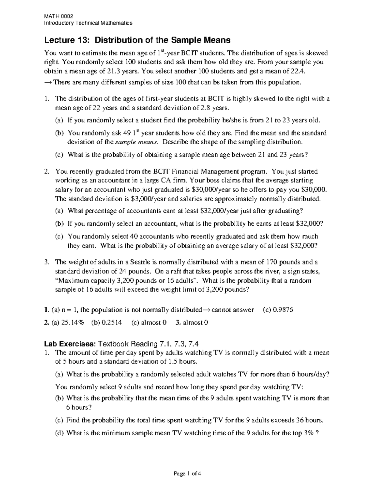 Lecture 13-math0002 - Introductory Technical Mathematics Lecture 13 ...