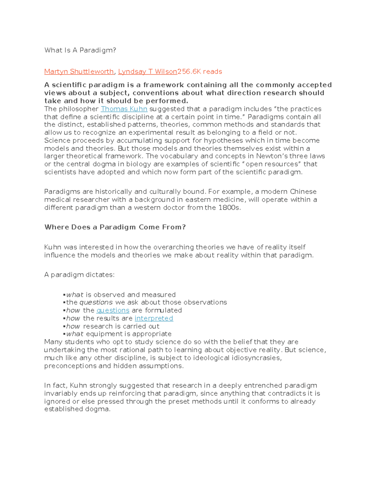 What is Aparadigm - What Is A Paradigm? Martyn Shuttleworth, Lyndsay T ...