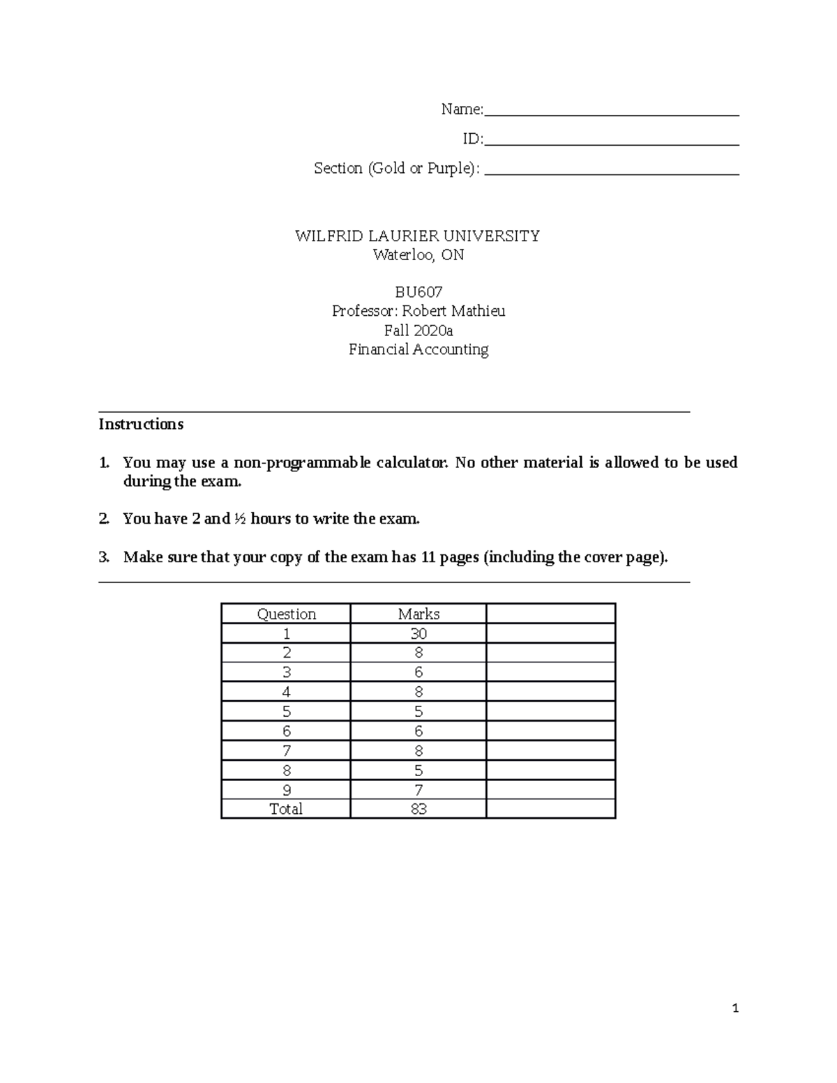Midterm 2020 Version A - practice material, old past questions - - Studocu