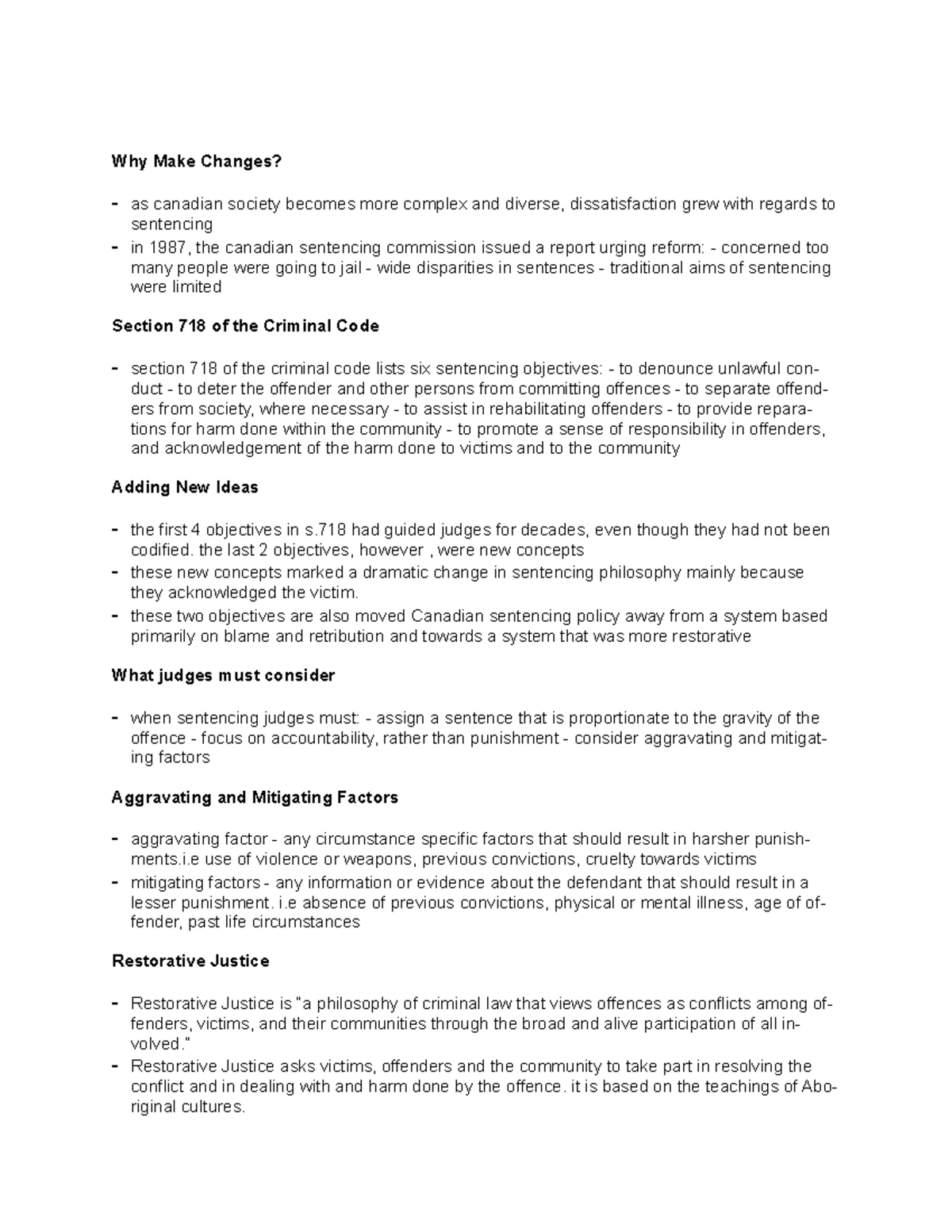 Sentencing Reform - Why Make Changes? - as canadian society becomes ...