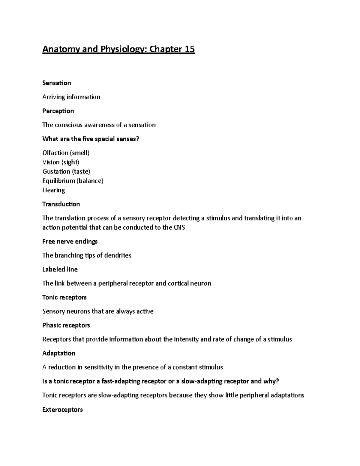 Anatomy and Physiology chap 15 - Anatomy and Physiology: Chapter 15 ...