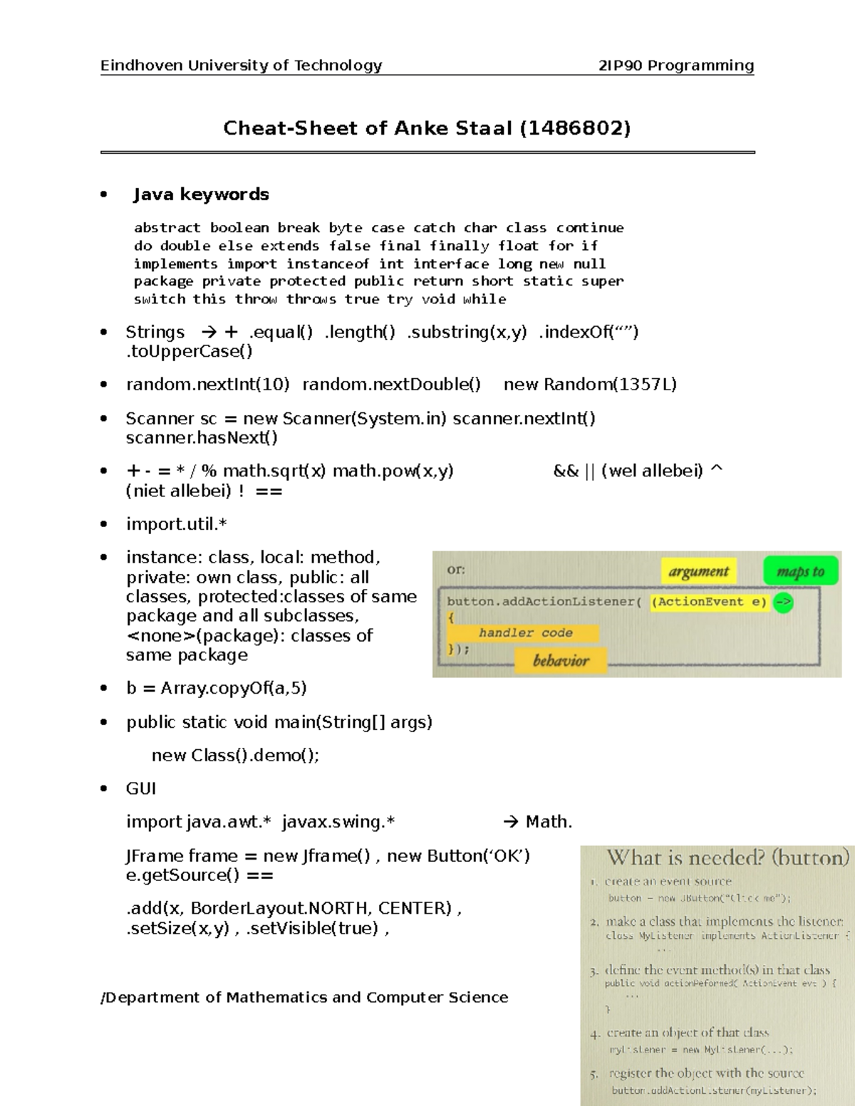 Cheat sheet - Eindhoven University of Technology 2IP90 Programming ...