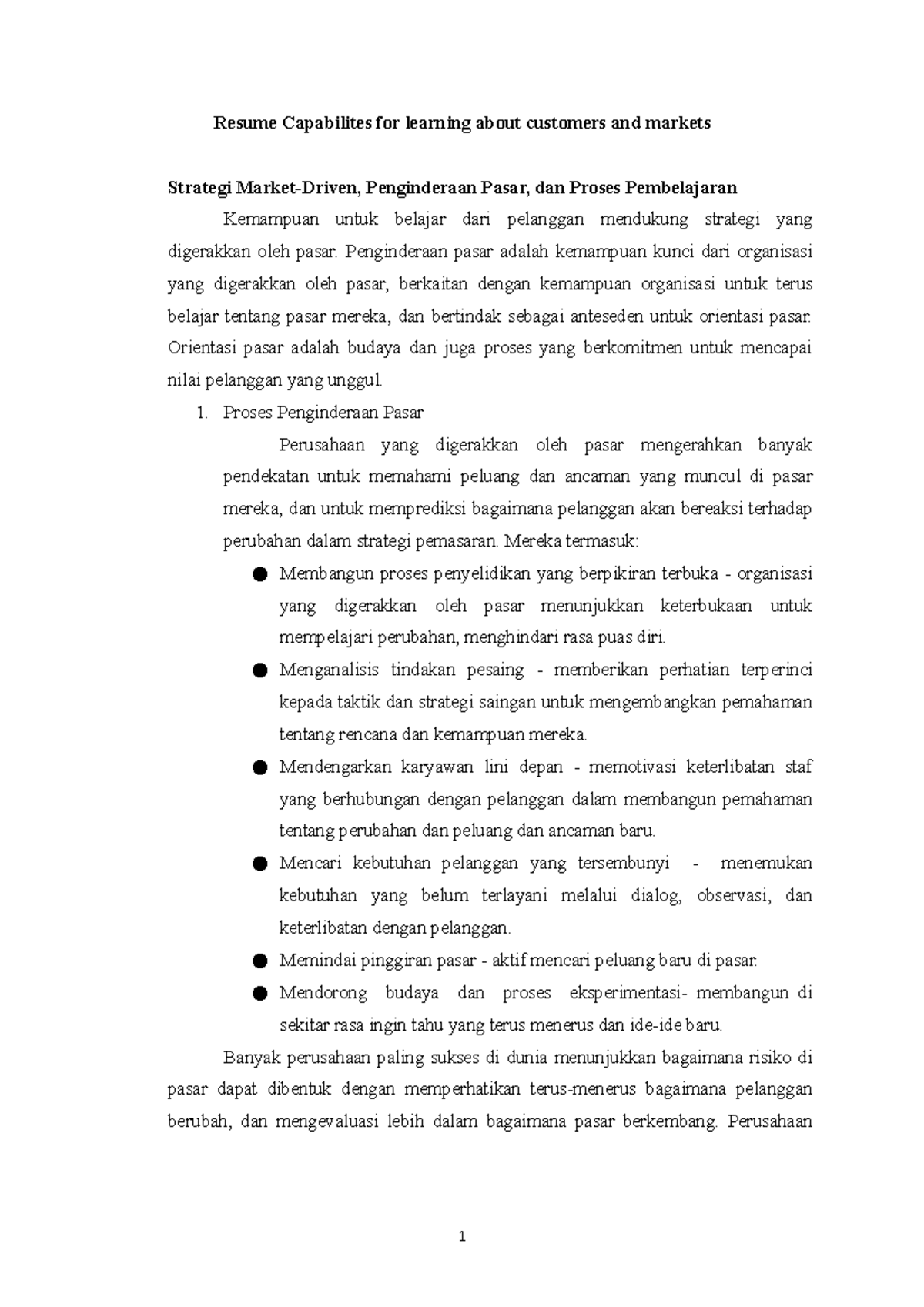 Resume Capabilities for Learning about Customers and Markets - Resume ...