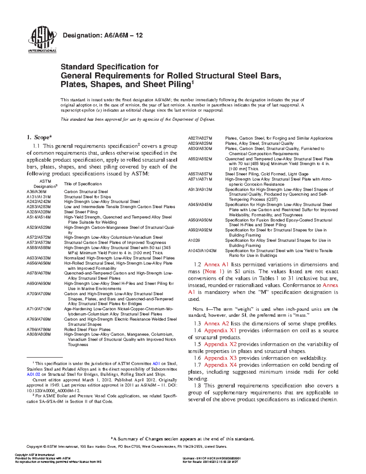 ASTM A6 A 6M - Once upon a time there was a don key - Designation: A6 ...