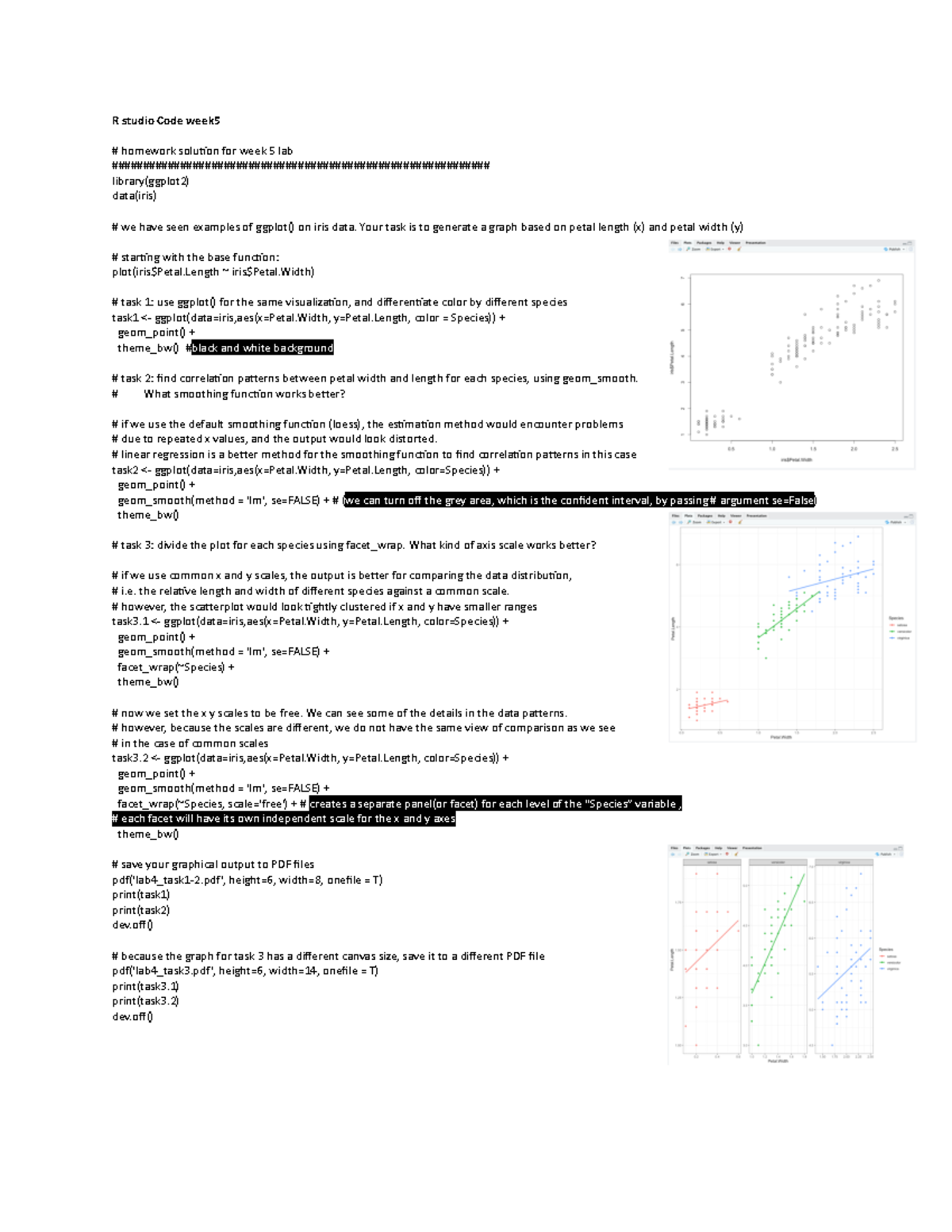 R studio Code week5 - tut lab 5 - R studio Code week homework solu-on ...