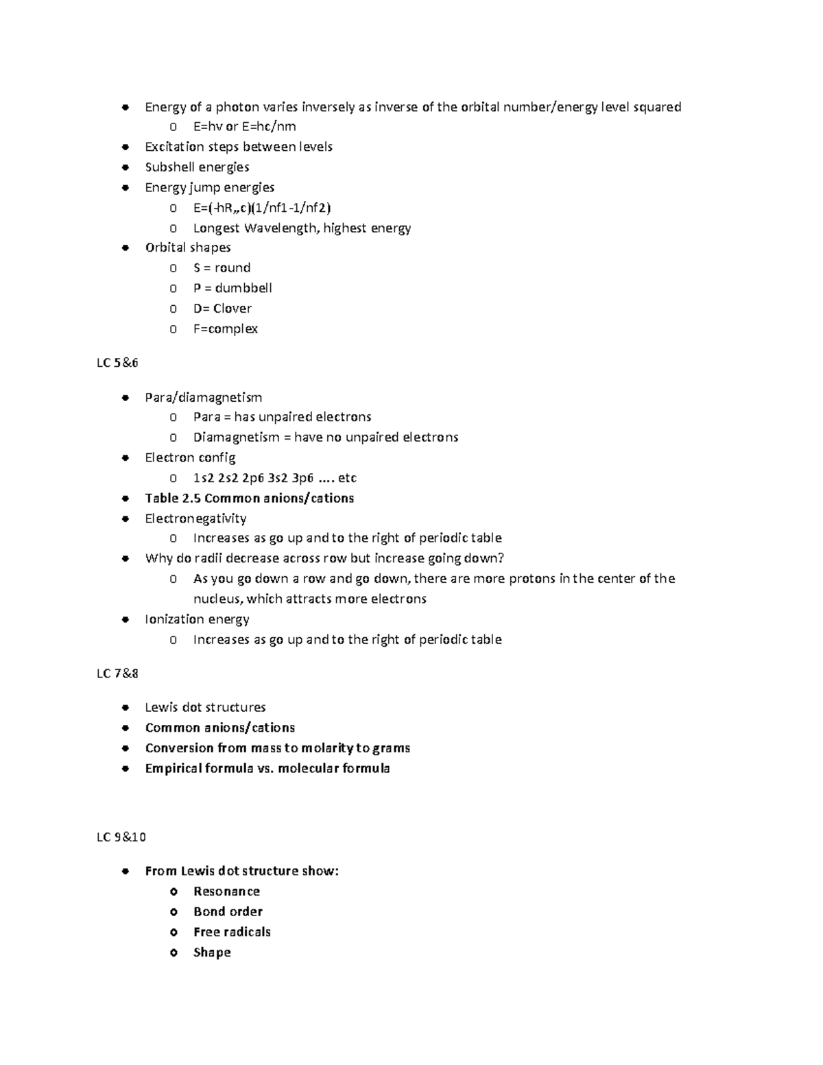 General Chemistry Notes - Energy of a photon varies inversely as ...