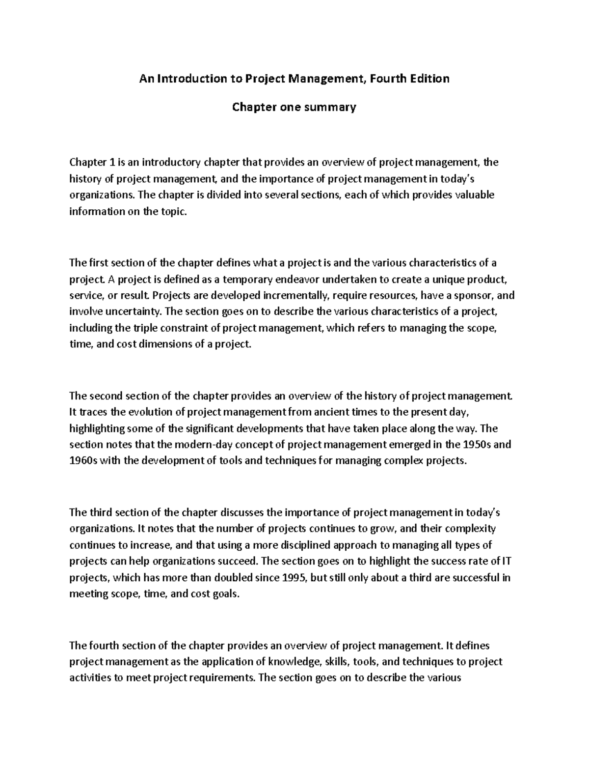 Chapter 1 - An Introduction to Project Management, Fourth Edition ...