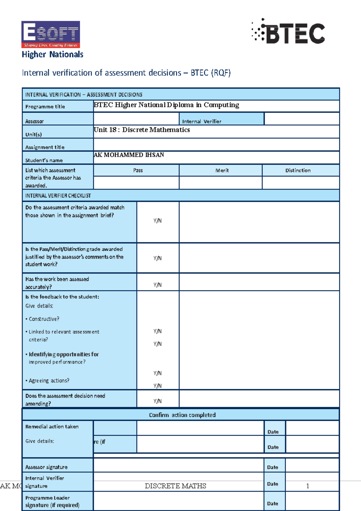 Descrete Maths - good for studies - Higher Nationals Internal ...