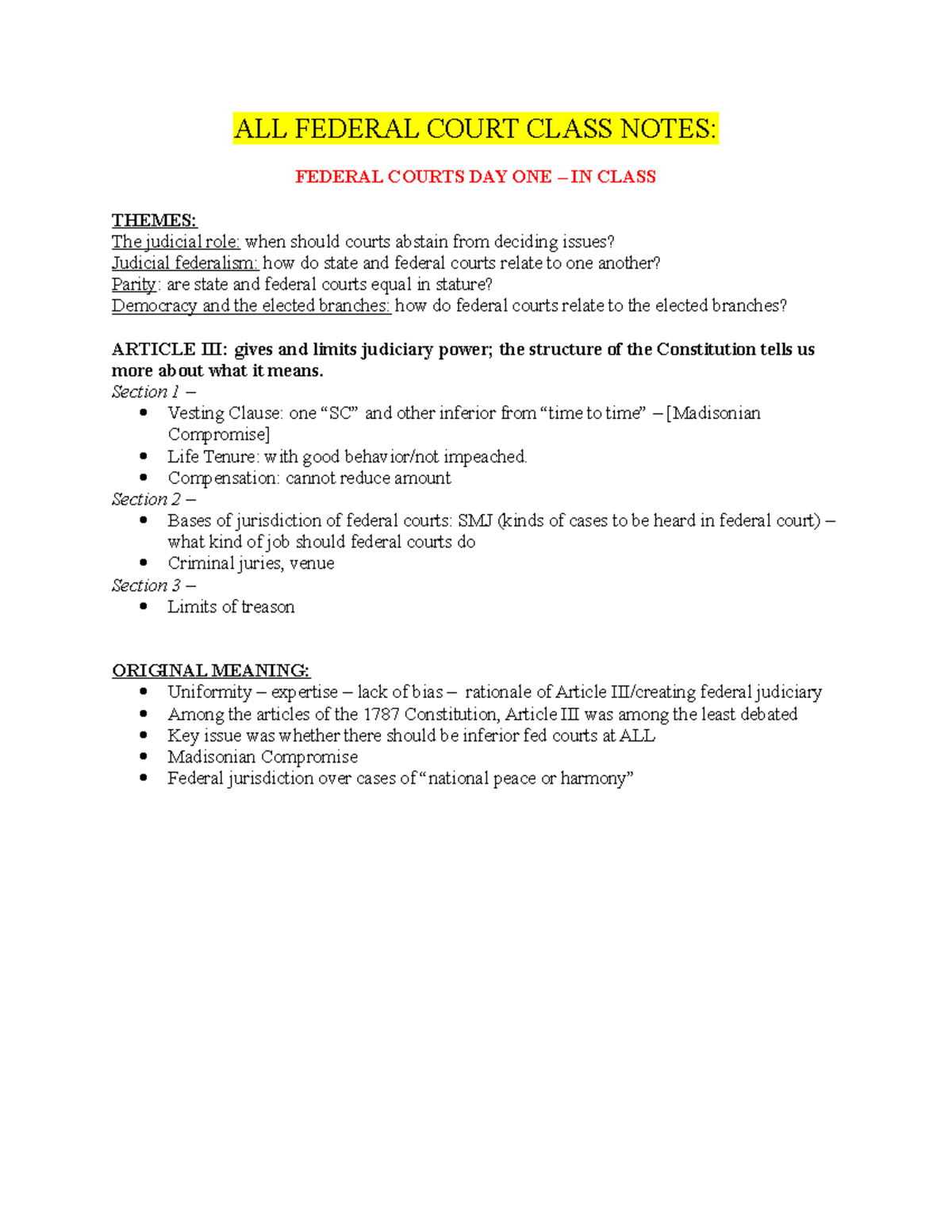 ALL Federal Court Class Notes - ALL FEDERAL COURT CLASS NOTES: FEDERAL ...