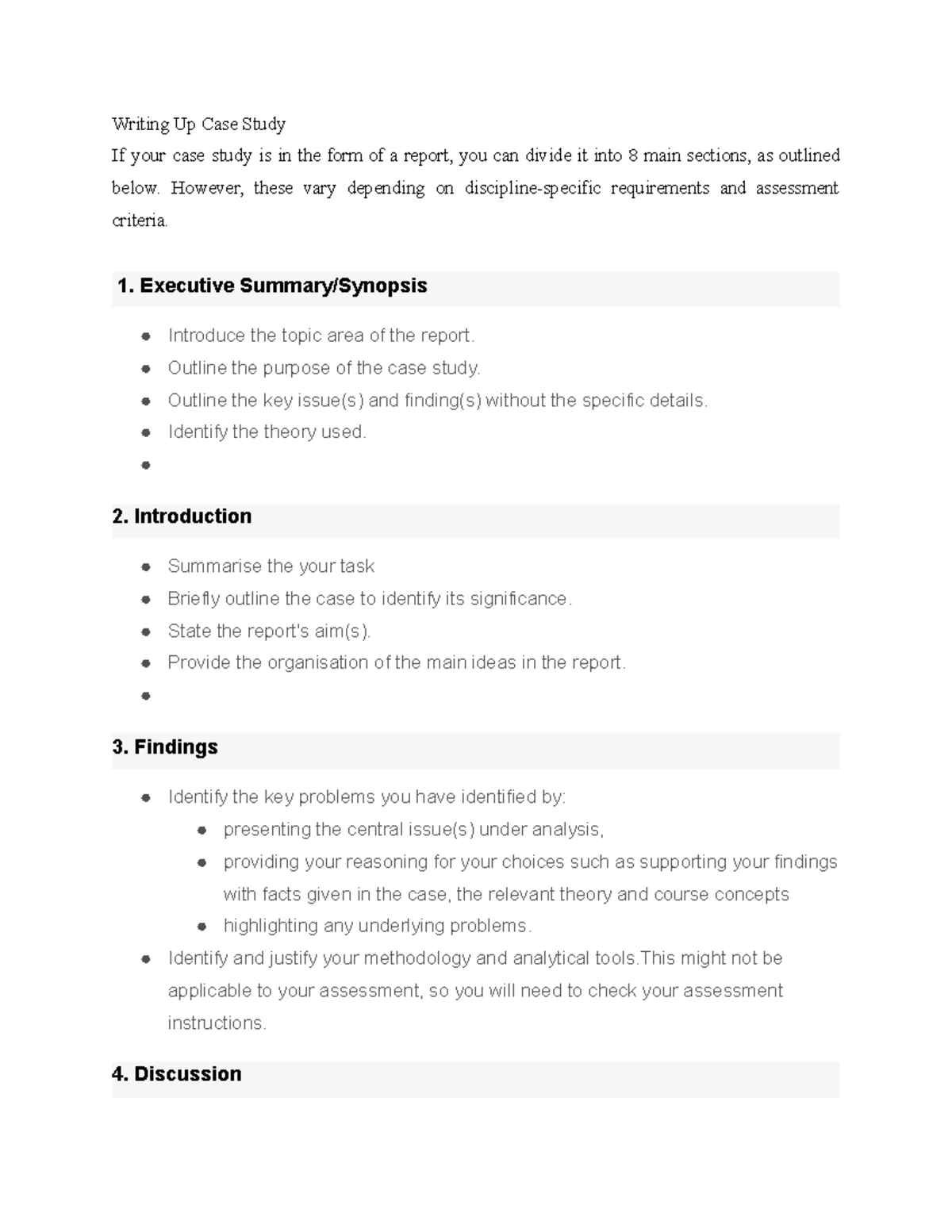 Case study template - Writing Up Case Study If your case study is in ...