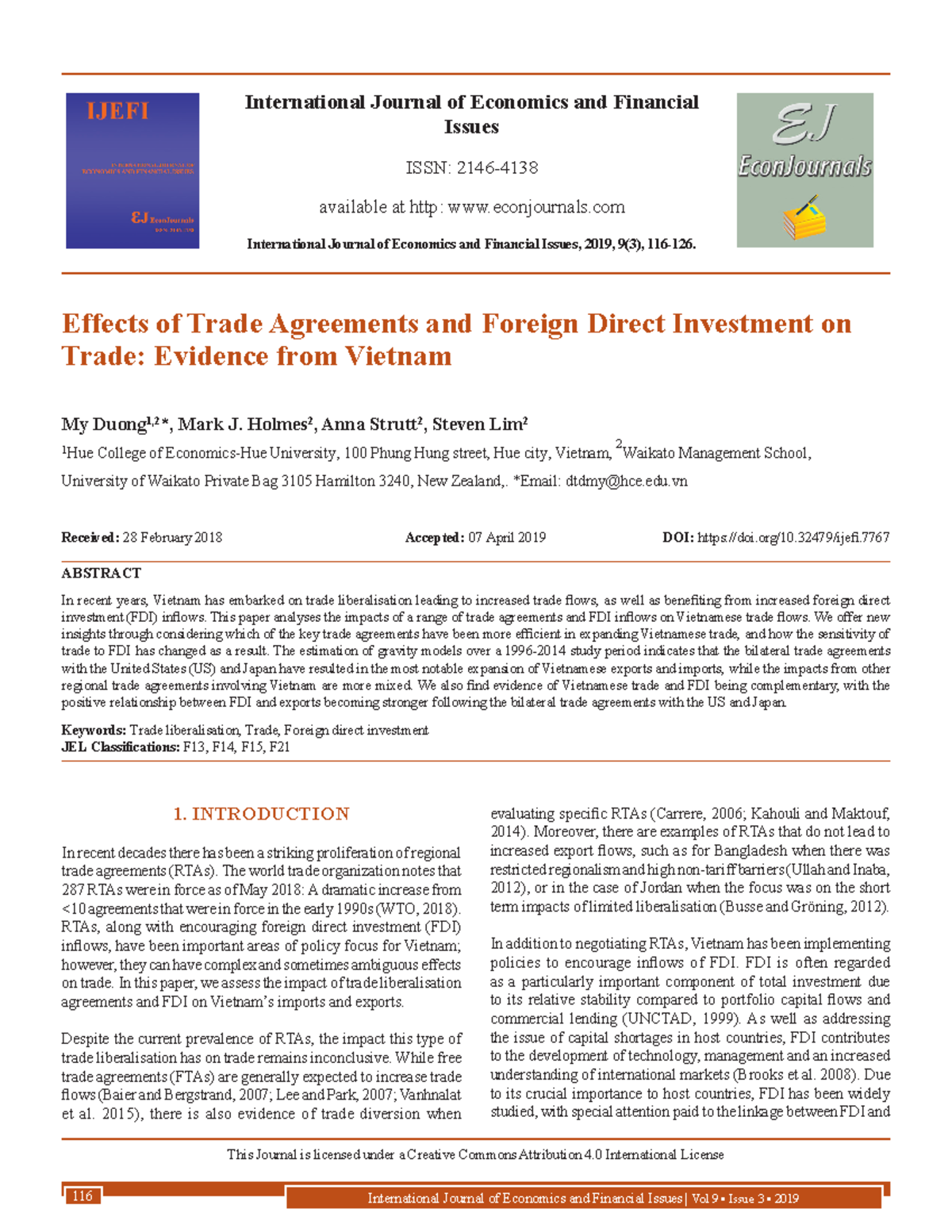 Effects of Trade Agreements and Foreign Direct Inv - International ...