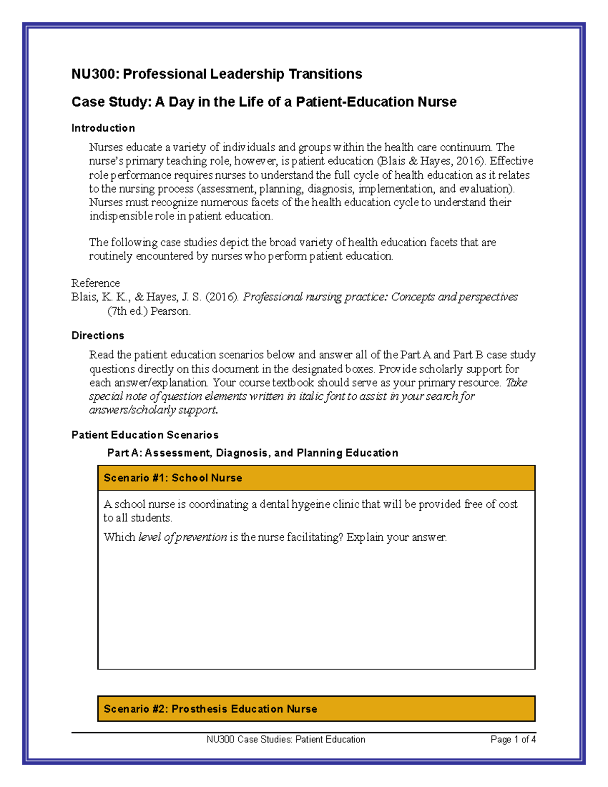 NU300 U10 Health Promotionand Teaching Case Studies - NU300 ...
