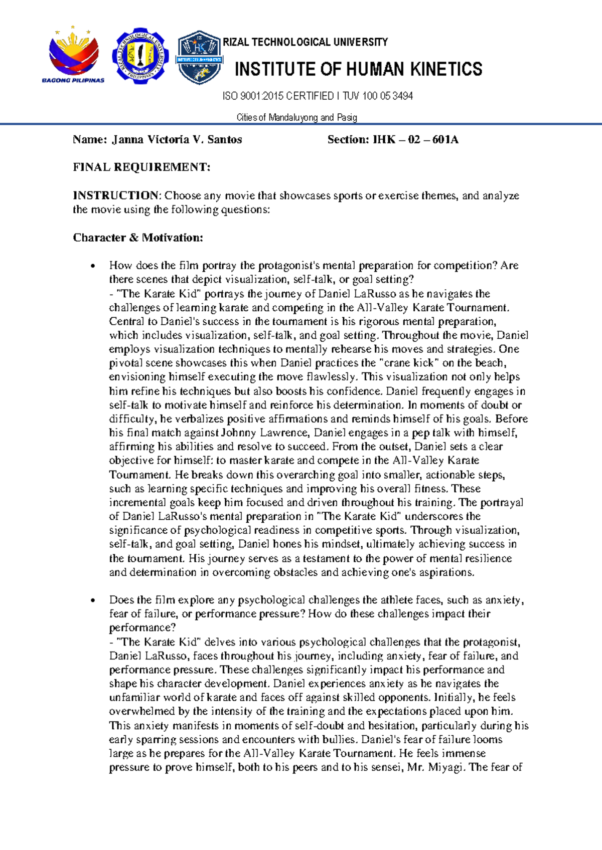 Sports- Psychology- Finals - INSTITUTE OF HUMAN KINETICS ISO 9001:2015 ...