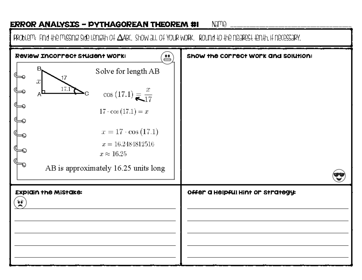 Error Analysis Trig Solv for a missing side - Offer a Helpful Hint or ...