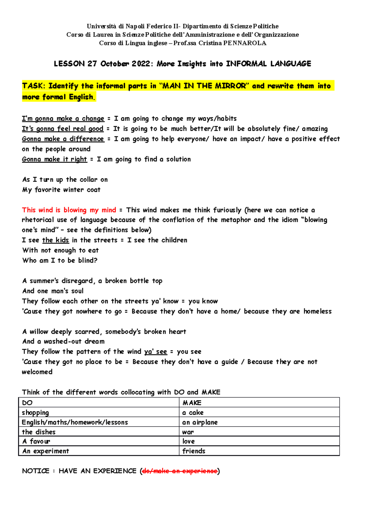 Informal Register Notes - 27 - ####### Università di Napoli Federico II ...