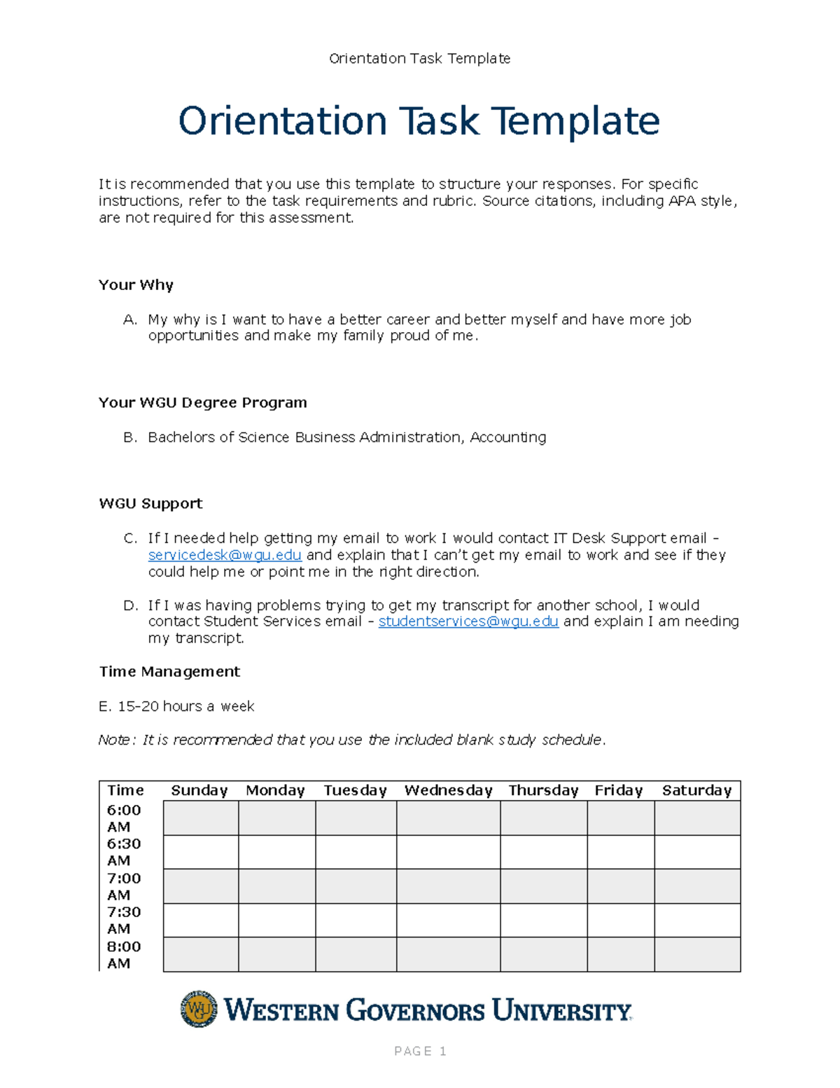 Katelynn Orientation Task - Orientation Task Template Orientation Task ...