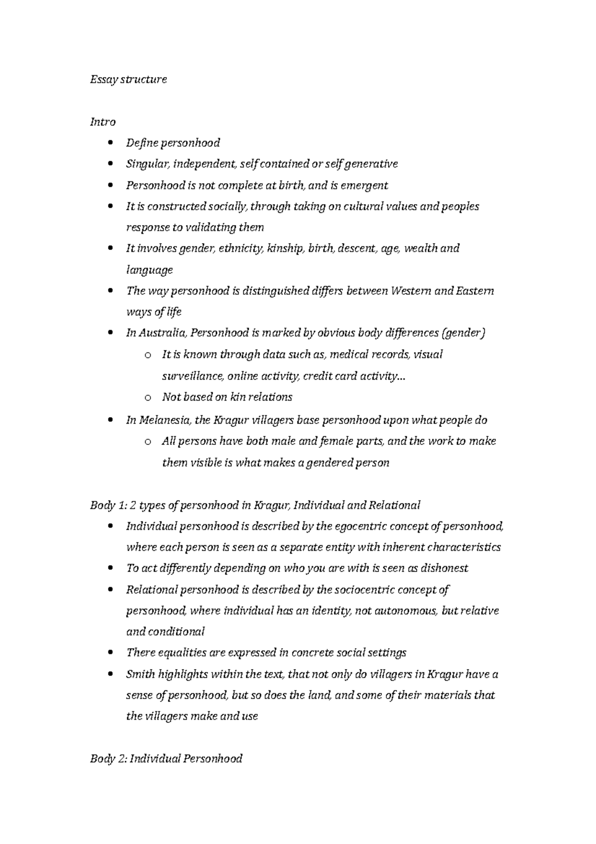 Notes structure essay Module 2.docx - Essay structure Intro Define ...