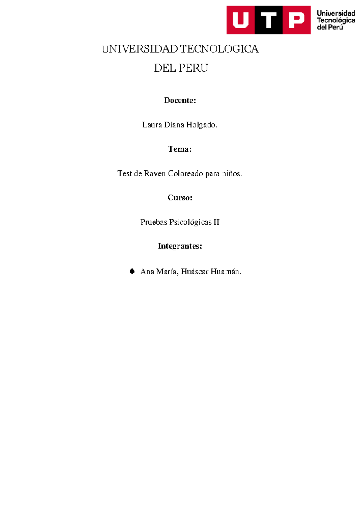 Test de Raven Coloreado para niños s5m - UNIVERSIDAD TECNOLOGICA DEL ...