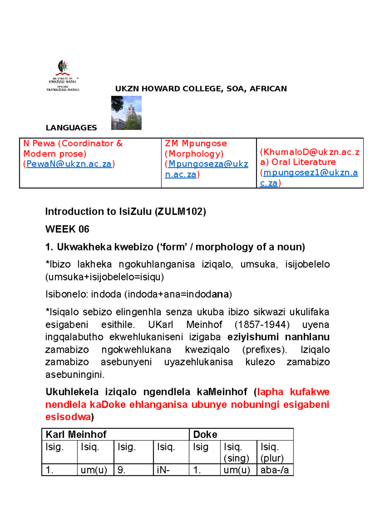 Week 06-Ibizo nezabizwana - UKZN HOWARD COLLEGE, SOA, AFRICAN LANGUAGES ...