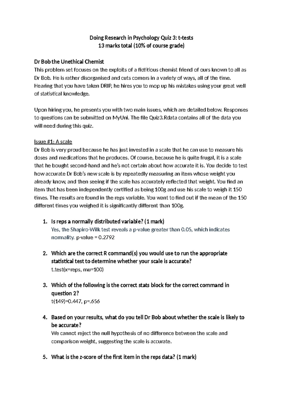 DRIP Quiz 3 - Summative quiz - Doing Research in Psychology Quiz 3: t ...