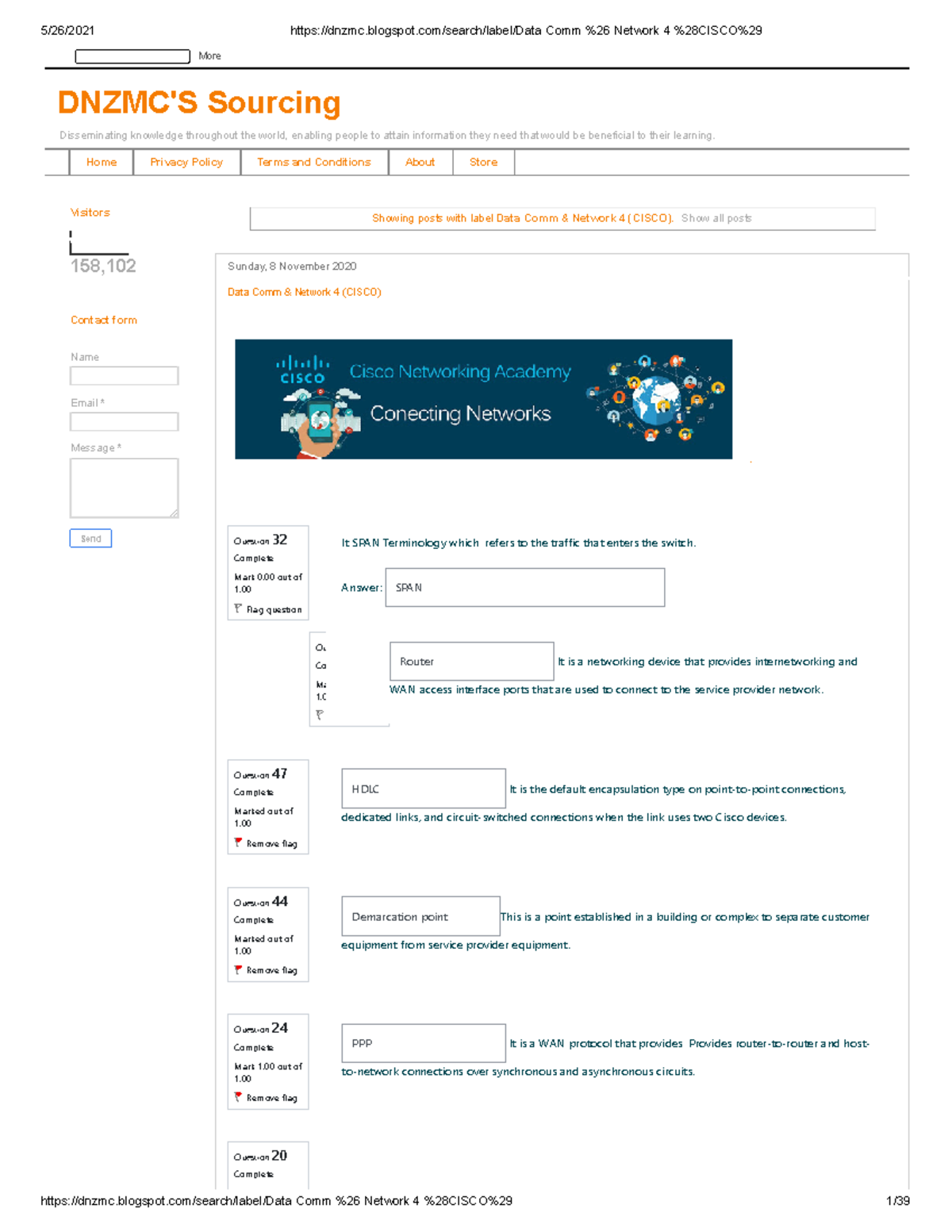 Data Comm & Network 4 - SOURCEE ANSWERRRR BY ATE ZEIN - Disseminating knowledge throughout the ...