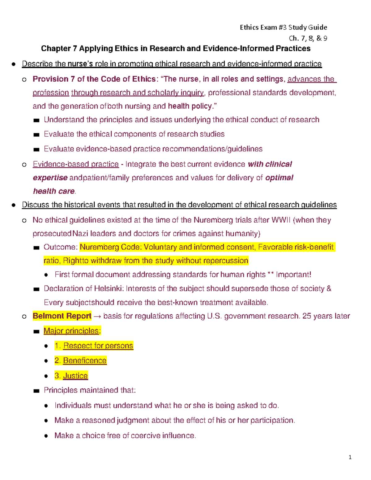 Ethics Exam 3 Study Guide Chapter 7 Applying Ethics in Research and ...