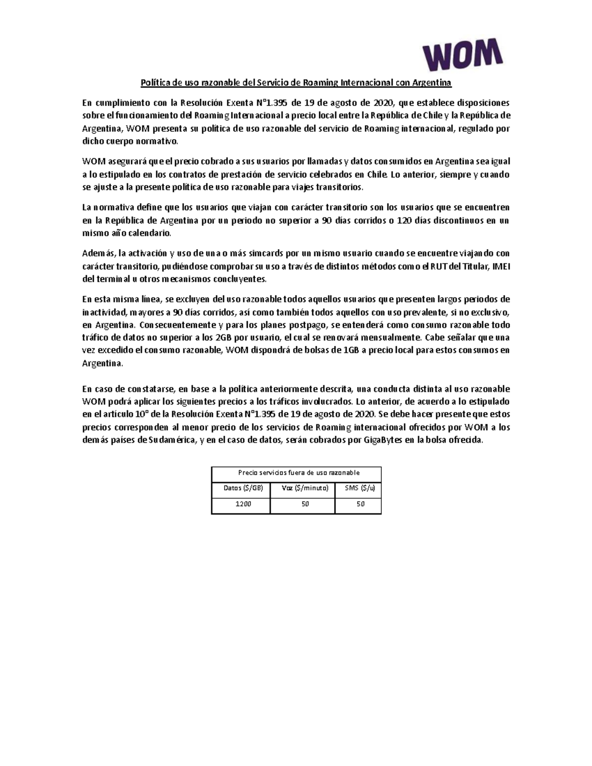 Politica uso razonable ria - Política de uso razonable del Servicio de ...