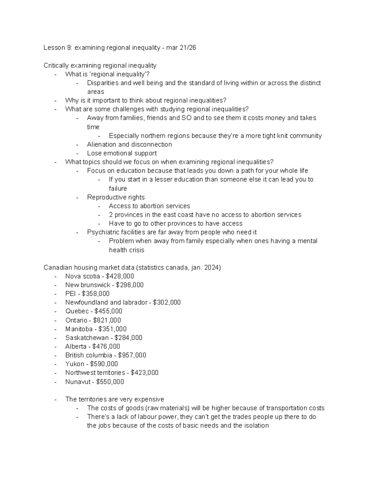 Lesson 9 - notes - Lesson 9: examining regional inequality - mar 21 ...