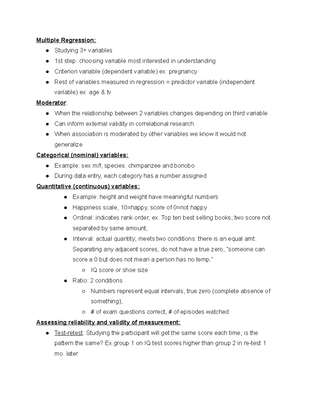 Exam 2 - Study Guide - Prof Dr. Hayes - Multiple Regression: Studying 3 ...