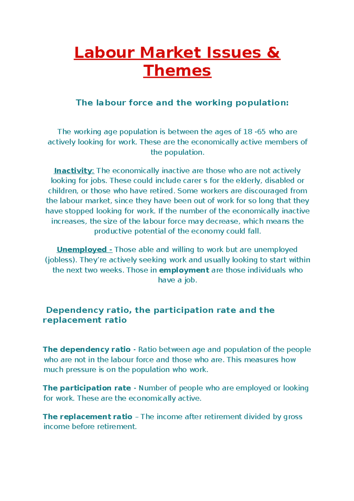 Labour Market Issues and Themes - Labour Market Issues & Themes The ...