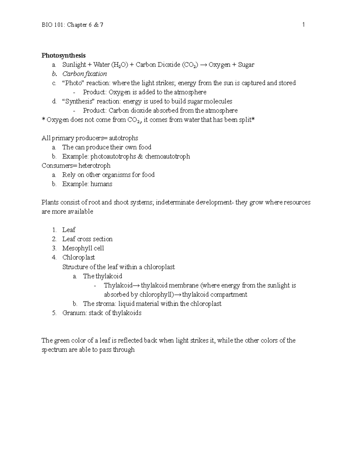 Biological Concepts (BIO 101) WV Notes October 4, 2022 - BIO 101 ...