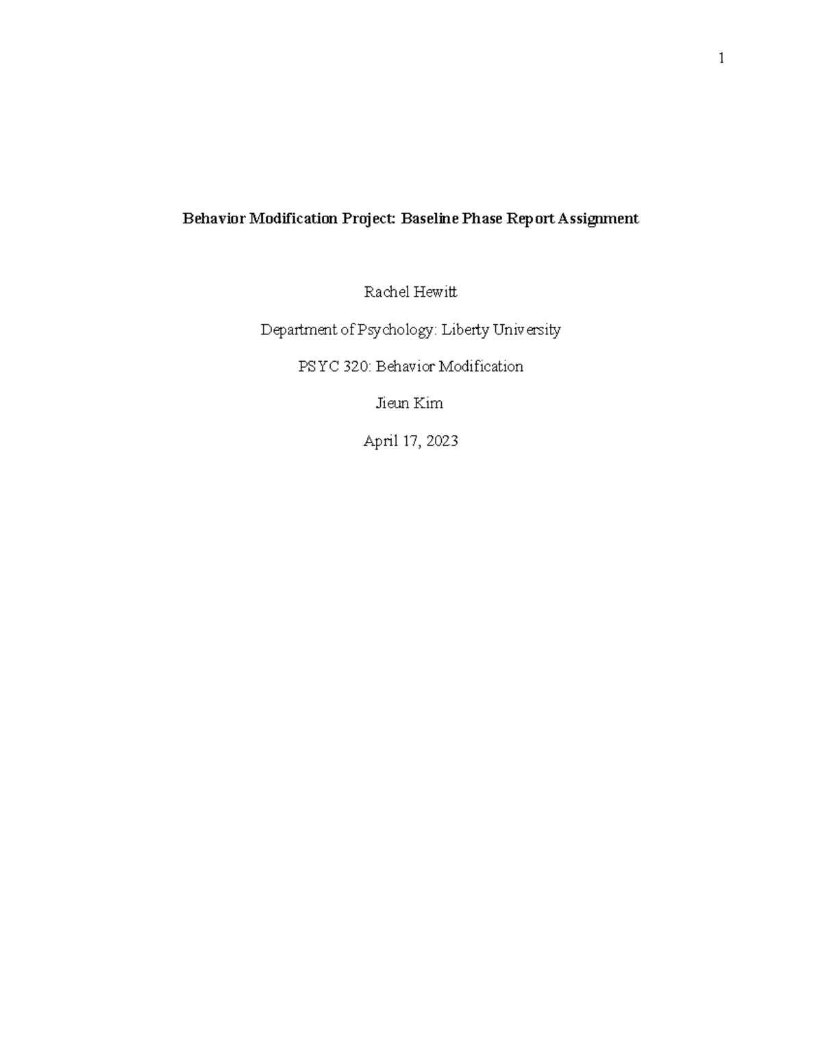 Behavior Modification Project - The amount of water ingested from “food ...