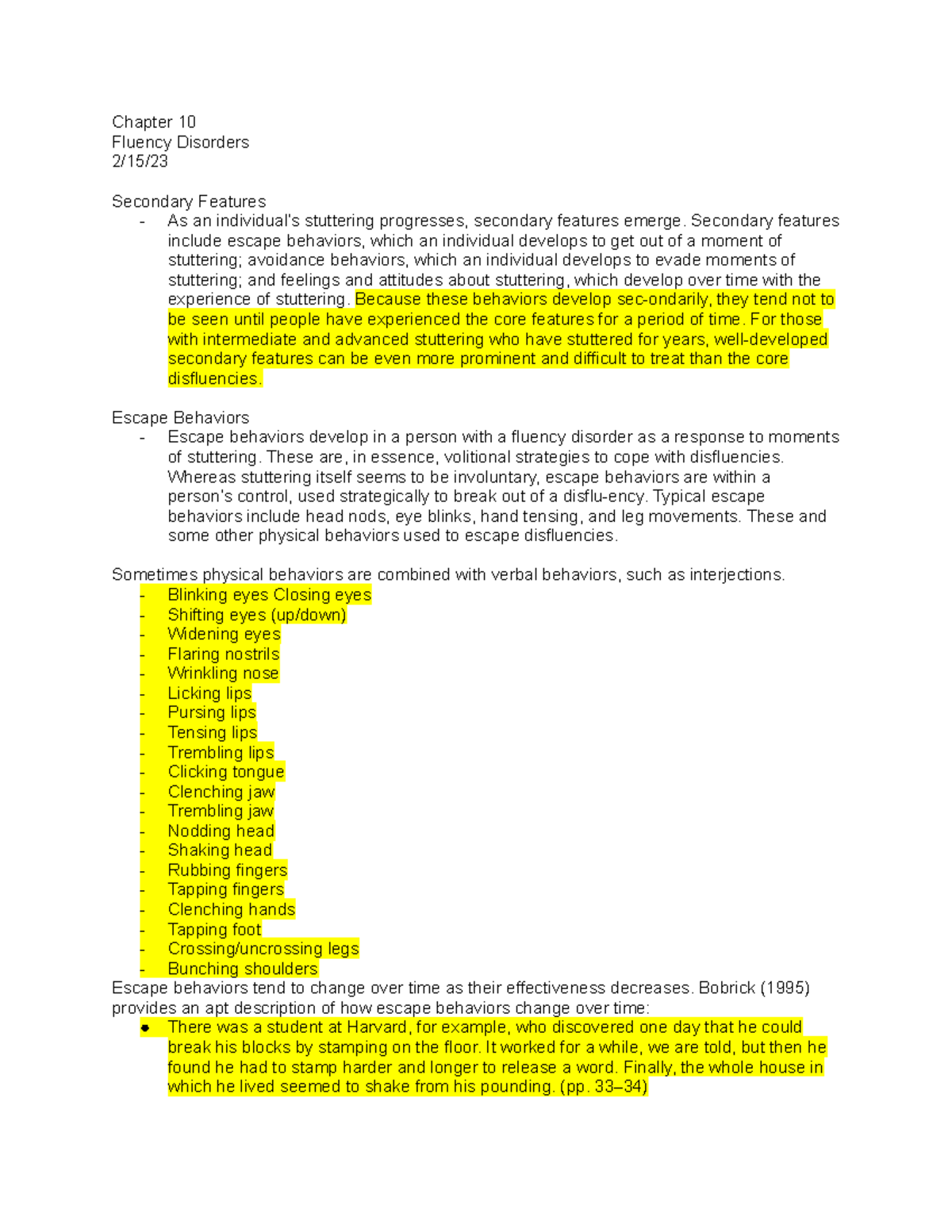 Com. Disorders Fluency Disorders - Chapter 10 Fluency Disorders 2/15 ...
