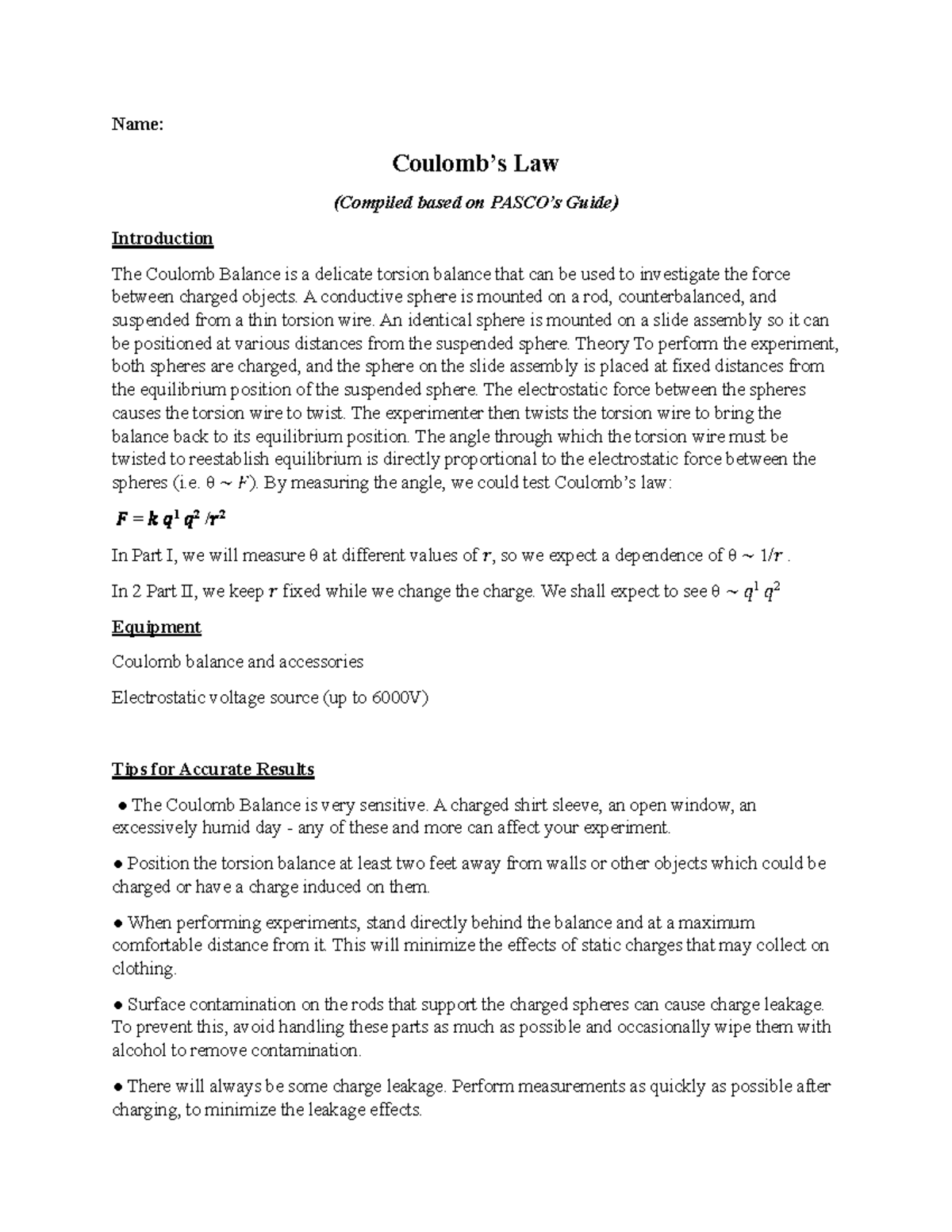 Coulomb s Law Formal Name Coulomb s Law Compiled Based On PASCO s coulomb-s-law-formal-name-coulomb-s-law-compiled-based-on-pasco-s