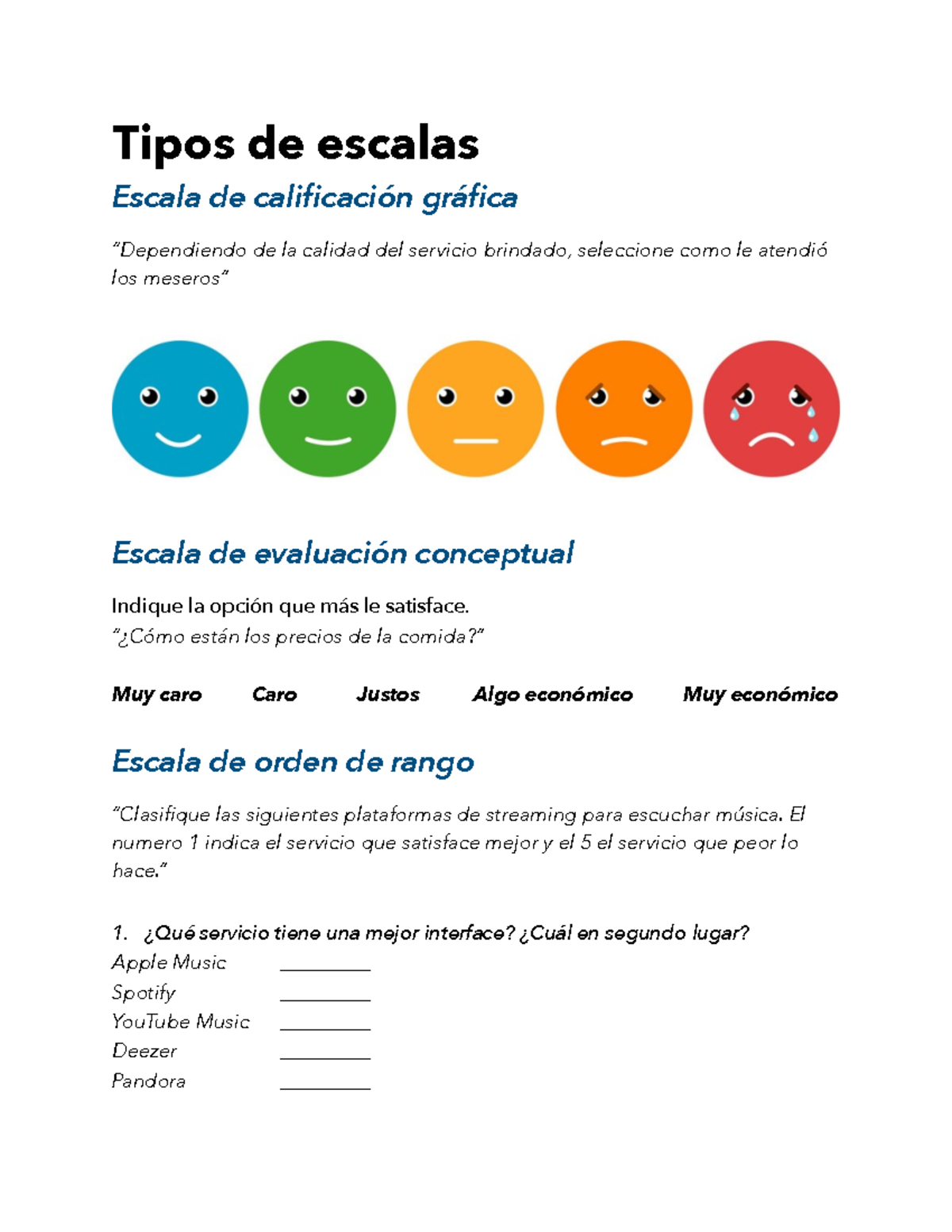 Tipos de escalas - Tipos de escalas Escala de calificación gráfica ...