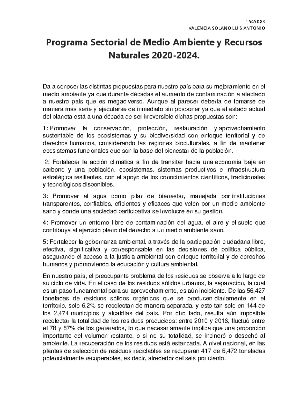 Programa Sectorial de Medio Ambiente y Recursos Naturales 2020-2024 - Da a conocer las distintas ...