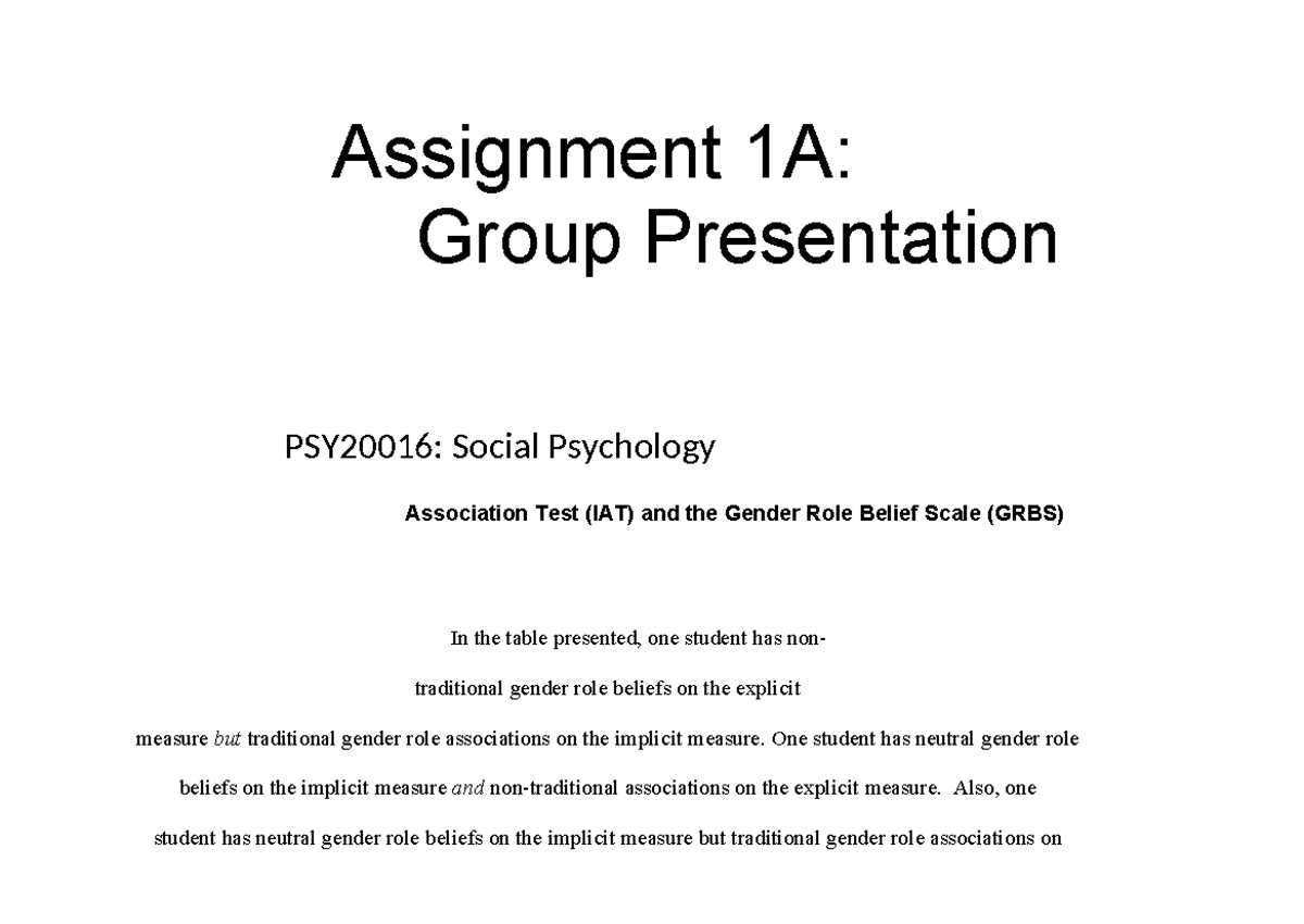 Social Psych Assignment 1A Group Presentation- social psych ...