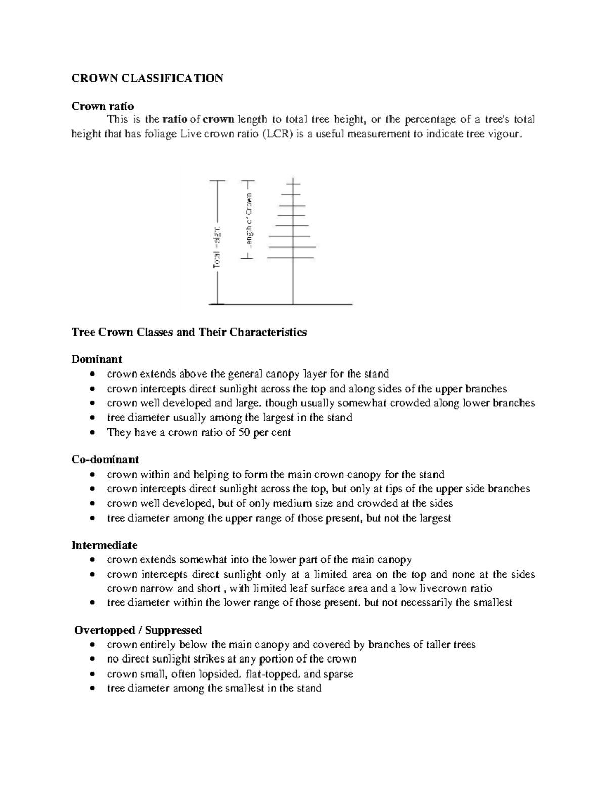 Crown classification in Forestry 2201 Classification - COMMERCIAL ...