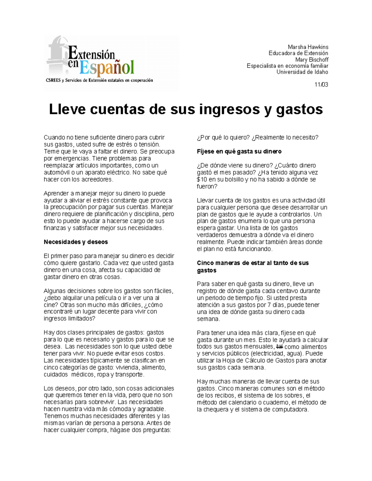 Llevecuentasdesusingresosygastos - Marsha Hawkins Educadora de ...