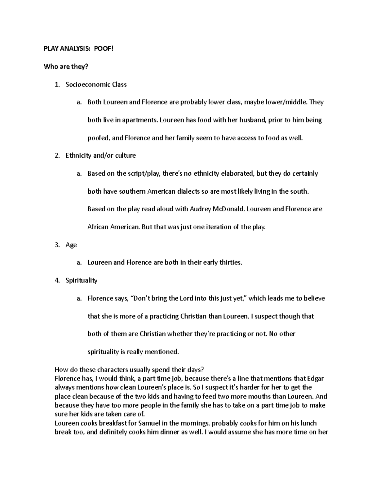 POOF Lynn Nottage Analysis - PLAY ANALYSIS: POOF! Who are they? 1 ...