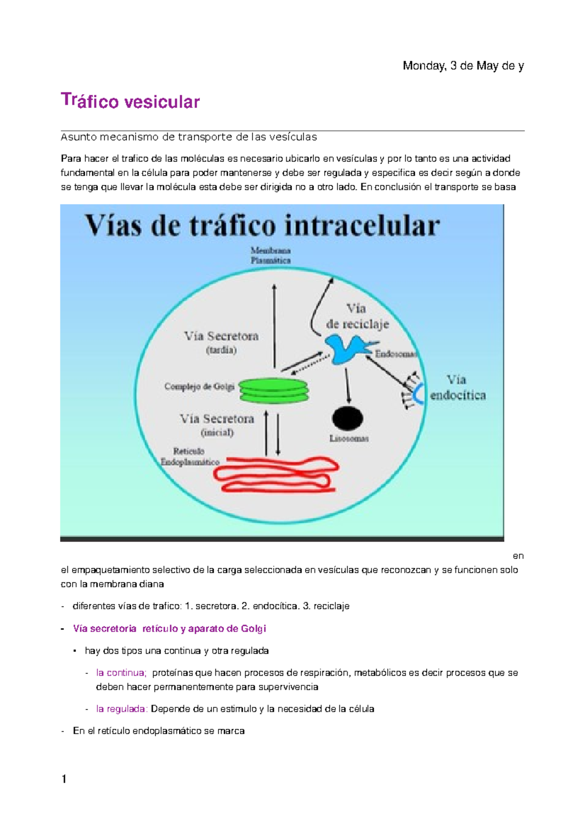 Trafico vesicular - Tráfico vesicular Asunto mecanismo de transporte de ...